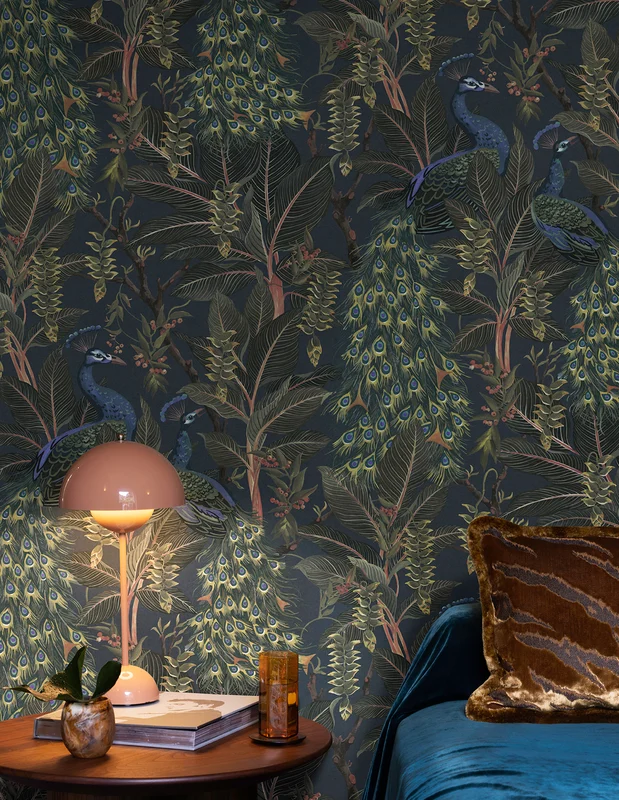 Catherine Martin by Mokum Royal Peacock Wallpaper Midnight | James ...